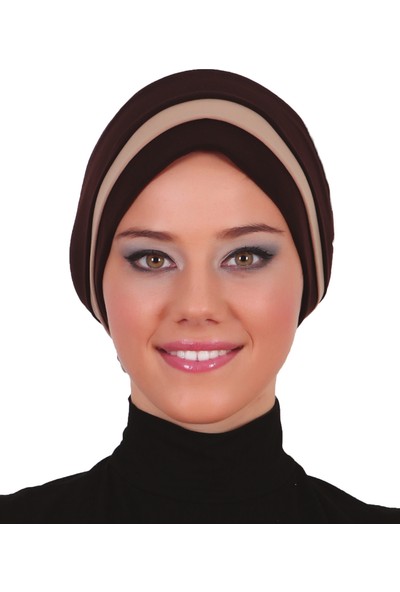 Fidan Bone Katlı Arkası Organze Güllü Hazır Türban Tesettür Bone