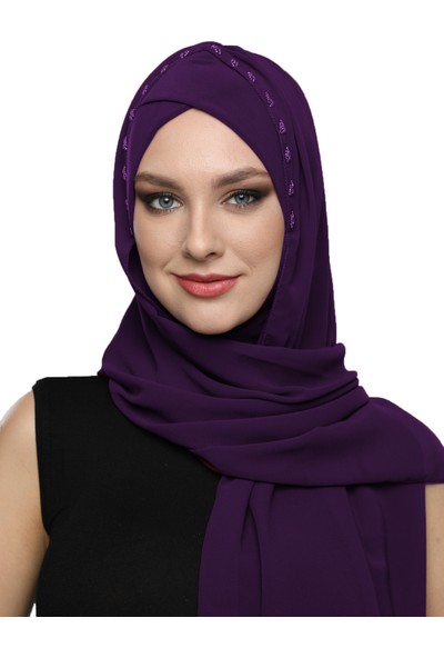 Fidan Bone Şallı Takmatik Taşlı Hazır Bone