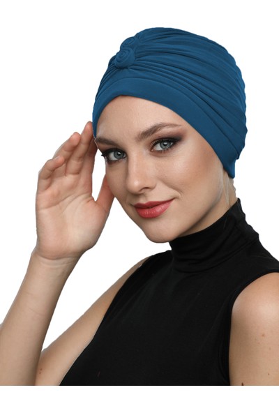 Fidan Bone Düğmeli Hazır Türban Tesettür Havuz Bonesi