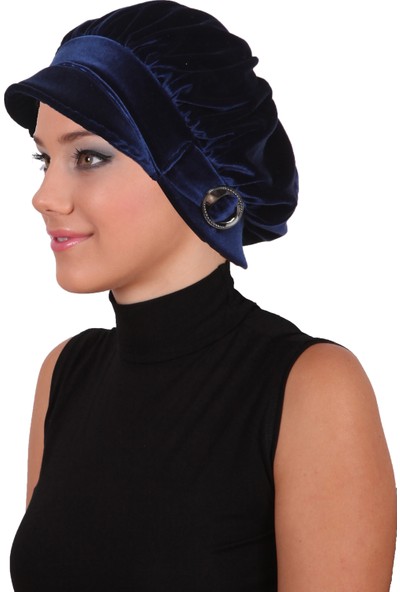 Fidan Bone Kadife Şapka Toka Detaylı Hazır Türban Tesettür Bone