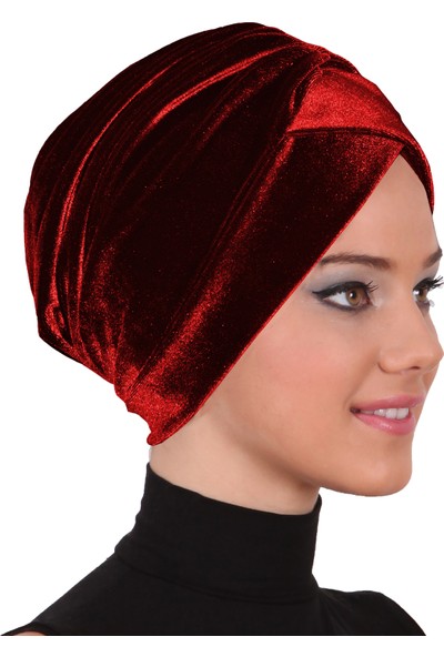 Fidan Bone Kadife Kardelen Astarlı Hazır Türban Tesettür Bone