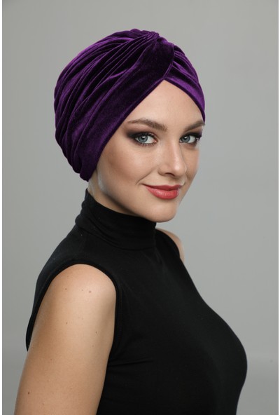 Fidan Bone Kadife Çapraz Hazır Türban Tesettür Bone