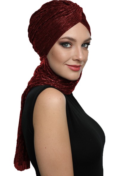 Fidan Bone Simli Çapraz Atkılı Astarlı Hazır Türban Tesettür Bone