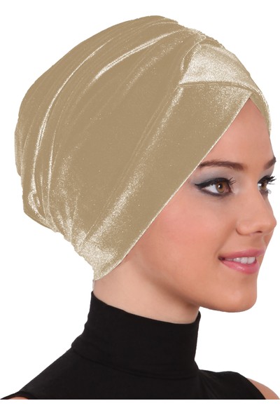 Fidan Bone Kadife Kardelen Astarlı Hazır Türban Tesettür Bone