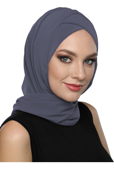 Fidan Bone Şallı Takmatik Sade Hazır Bone