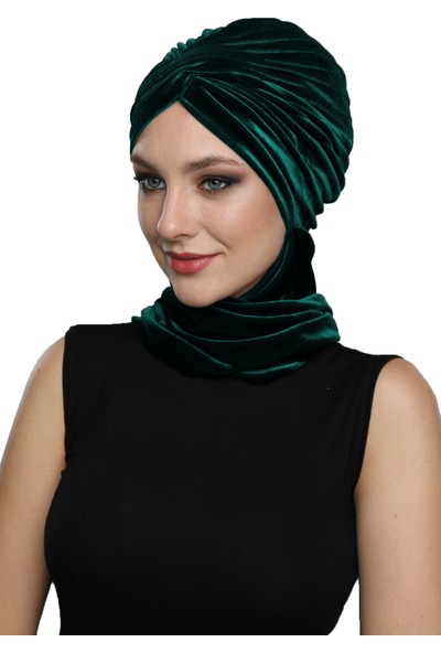 Fidan Bone Kadife Çapraz Atkılı Hazır Türban Tesettür Bone