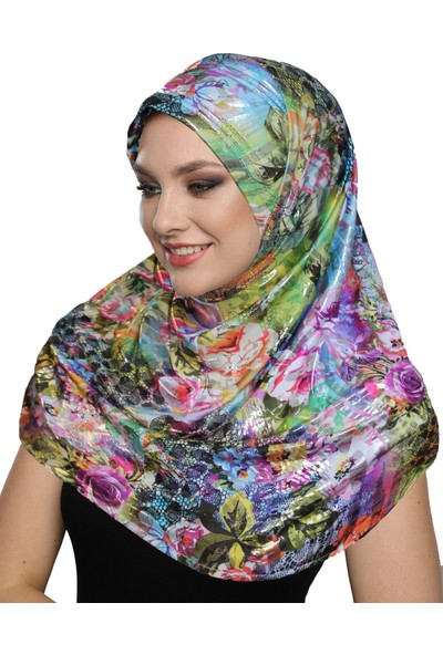 Fidan Bone Desenli Takmatik Hazır Türban Tesettür Bone Namaz Örtüsü