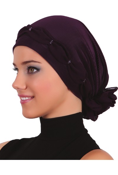 Fidan Bone Pliseli Büzgülü Bone Tesettür Kadın