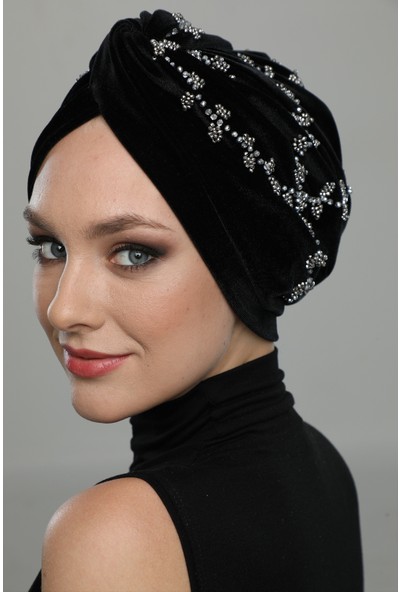 Fidan Bone Kadife Shınıng Serisi Hazır Türban Tesettür Bone