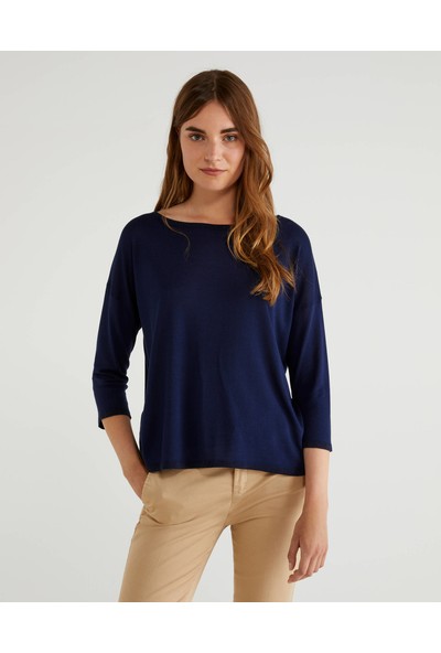 United Colors Of Benetton Ipek Karışımlı Kayık Yaka Triko