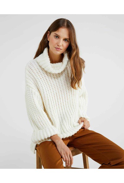 United Colors Of Benetton Kalın Örgü Dik Yaka Kazak