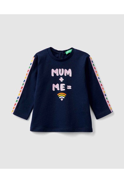 United Colors Of Benetton Kız Çocuk Mum-Dad Baskılı Tshirt