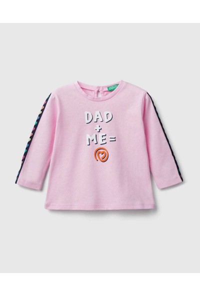 United Colors Of Benetton Kız Çocuk Mum-Dad Baskılı Tshirt
