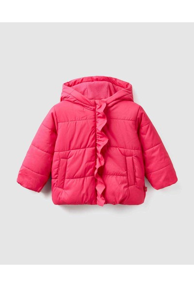 United Colors Of Benetton Kız Çocuk Önü Fırfırlı Kalın Dolgulu Mont