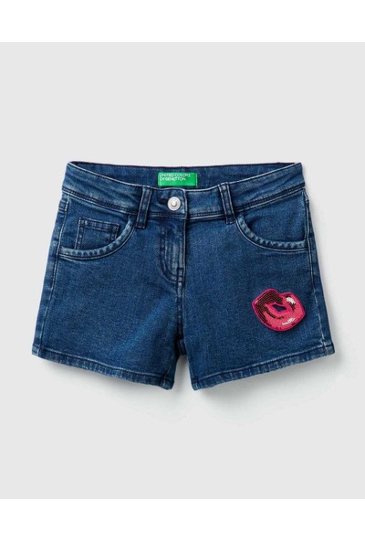 United Colors Of Benetton Kız Çocuk Payetli Jean Şort