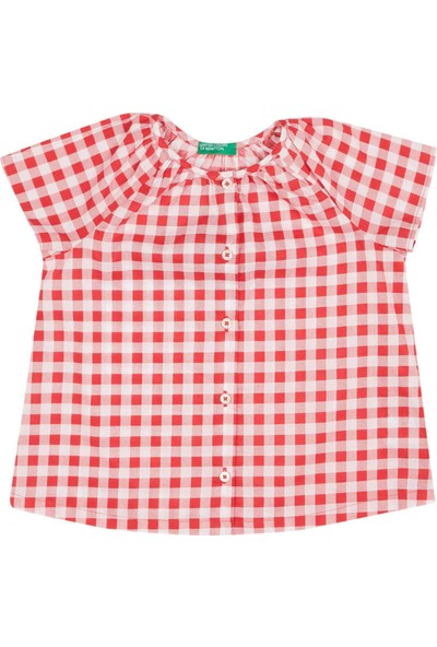 United Colors Of Benetton Kız Çocuk Renkli Kareli Bluz