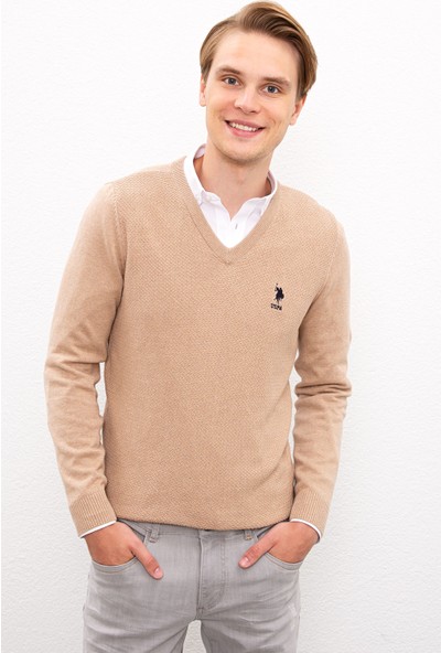 U.S. Polo Assn. Erkek Kahverengi Triko Kazak Basic 50224890-VR015 U.S. Polo Assn. Erkek Kahverengi Triko Kazak Basic 50224890-VR015