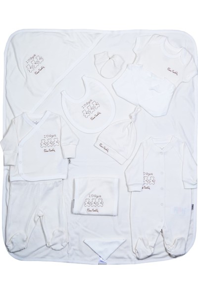 Pierre Cardin Bebek Giyim 10'Lu Hastane Çıkış Seti Organik Ekru