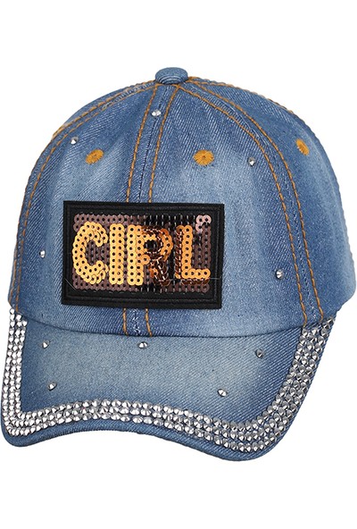 9-15 Yas Garson Denım Taslı Kız Sapka (BMY9320-2M_DENIM)