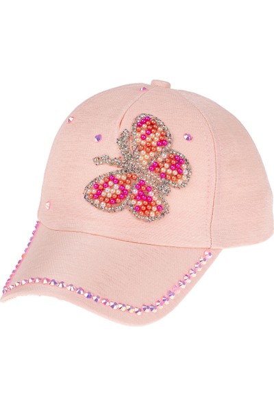 4-9 Yas Cocuk Kız Taslı Sapka (Y2270-03PUDRA)