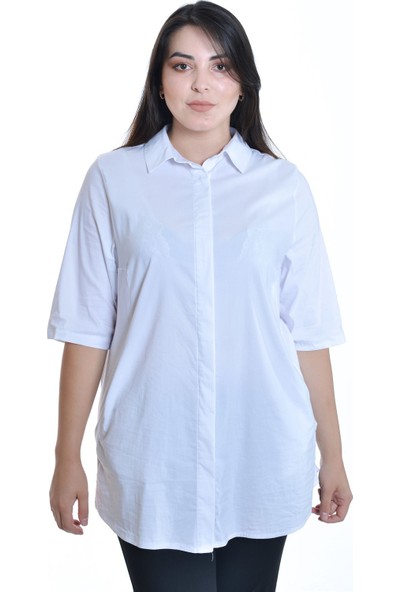 Moda Minerva Beyaz Cepli Büyük Beden Gömlek 1K5412BD 46 Moda Minerva Beyaz Cepli Büyük Beden Gömlek 1K5412BD 46