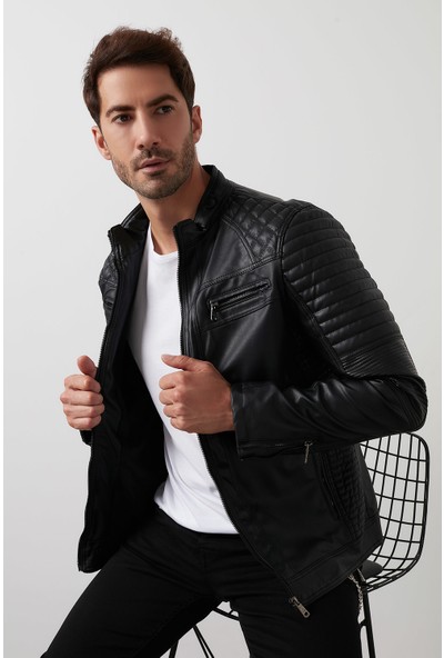Buratti Slim Fit Dik Yaka Suni Deri Ceket Erkek Deri Ceket 5854003 Buratti Slim Fit Dik Yaka Suni Deri Ceket Erkek Deri Ceket 5854003
