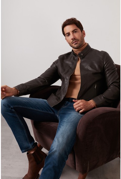 Pierre Cardin Suni Deri Ceket Erkek Deri Ceket Pcse1755