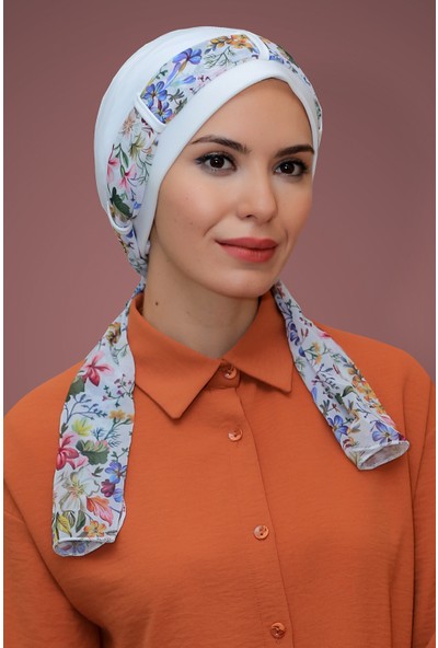 Hürrem Kadın Krem Desenli Kemerli Pratik Bone