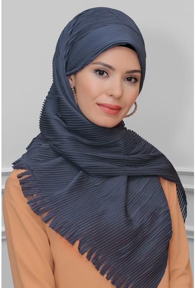 Hürrem Kadın Koyu Gri Piliseli Şapkali Pratik Tesettür
