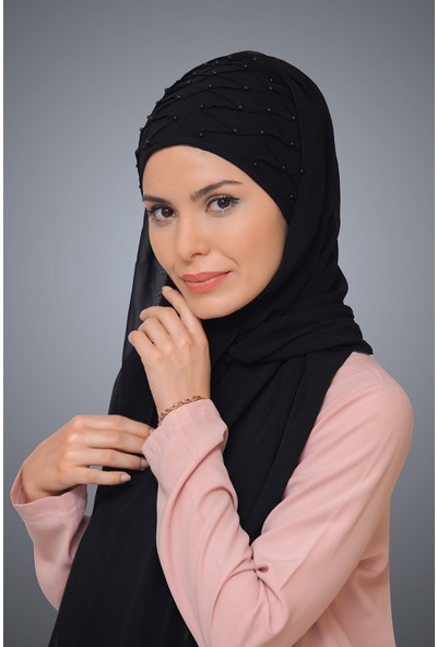 Hürrem Kadın Siyah Incili Bone Şal
