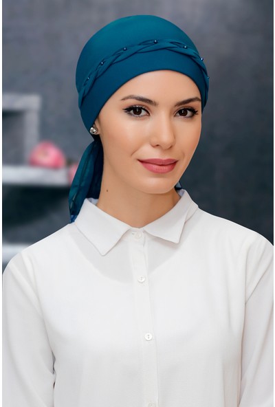 Hürrem Kadın Petrol Mavisi Örgülü Pratik Bone