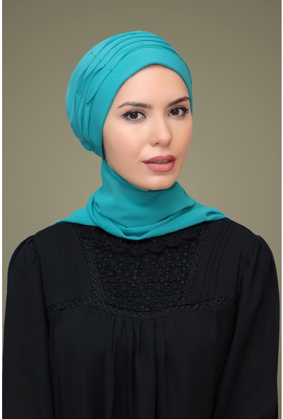 Hürrem Kadın Mint Yeşili Nervür Incili Atkili Pratik Bone Hürrem Kadın Mint Yeşili Nervür Incili Atkili Pratik Bone