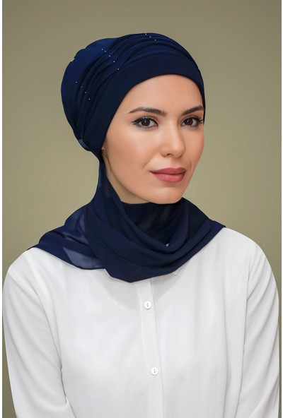 Hürrem Kadın Lacivert Nervür Incili Atkili Pratik Bone