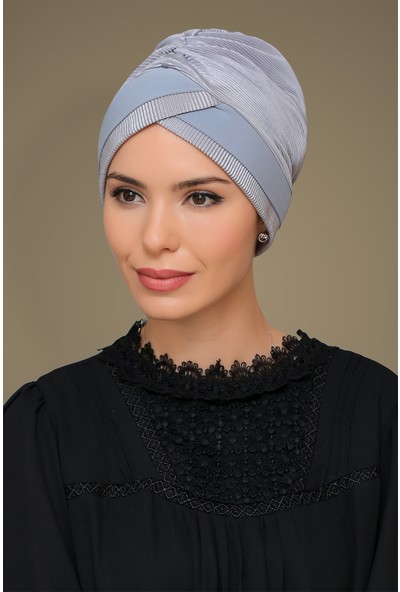 Hürrem Kadın Gri Piliseli Ikili Çapraz Bone