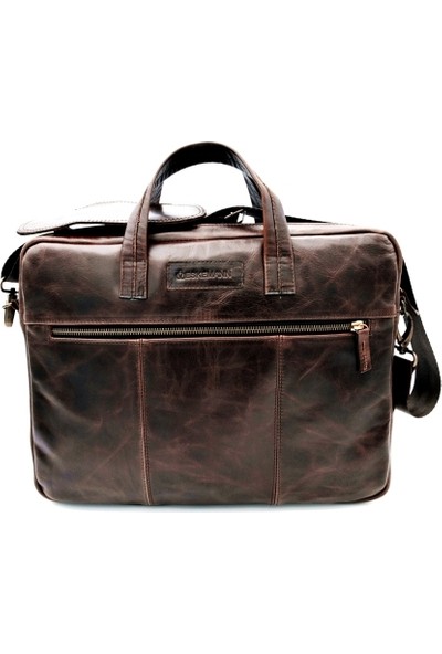 Veskemann Ricardo Antik Kahve Çift Gözlü Laptop Evrak Çantası
