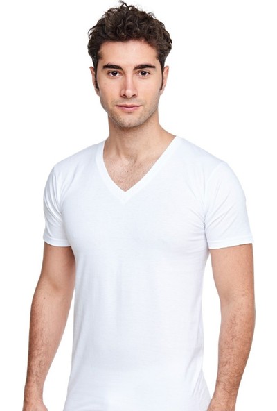 Erkek Pamuklu V-Yaka Kısa Kollu Atlet
