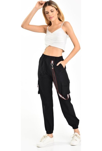 Modkofoni Belden Lastikli Yandan Cepli Siyah Kargo Pantolon 40 Modkofoni Belden Lastikli Yandan Cepli Siyah Kargo Pantolon 40