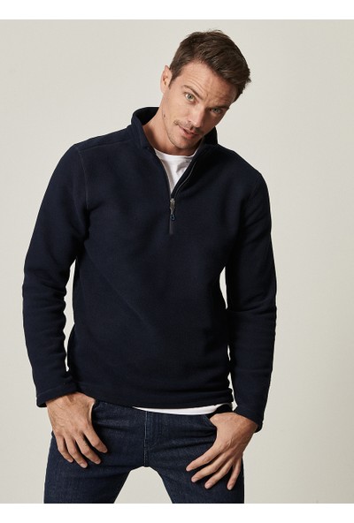 AC&Co / Altınyıldız Classics Standart Fit Günlük Rahat Fermuarlı Bato Yaka Spor Polar Sweatshirt