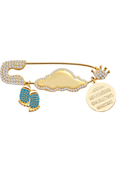 Dzg Silver Nazar Dualı İsim Yazılan Gümüş Bebek İğnesi DN334