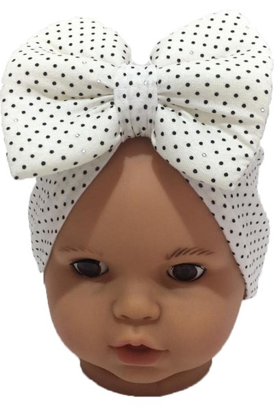 Özlem Bebe Beyaz Puanlı Fiyonklu Kız Bebek Bone Özlem Bebe Beyaz Puanlı Fiyonklu Kız Bebek Bone