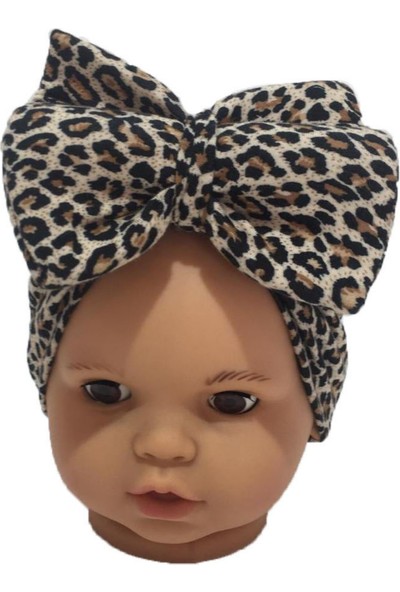 Özlem Bebe Leopar Fiyonklu Kız Bebek Bone Özlem Bebe Leopar Fiyonklu Kız Bebek Bone