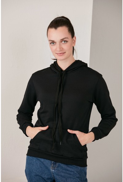 Catspy Siyah Basic Örme Sweatshirt Catspy Siyah Basic Örme Sweatshirt