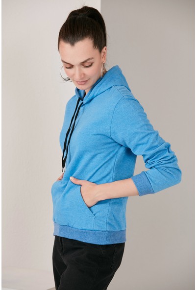 Catspy Mavi Basic Örme Sweatshirt Catspy Mavi Basic Örme Sweatshirt