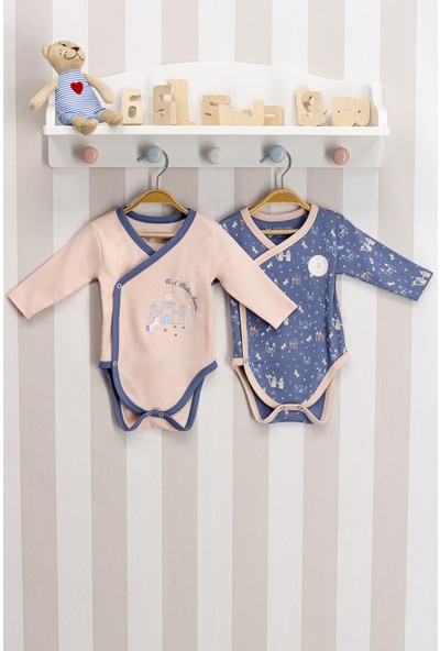 U.S. Polo Assn. Lisanslı Somon Mavi Bebek 2'Li Body Zıbın U.S. Polo Assn. Lisanslı Somon Mavi Bebek 2'Li Body Zıbın