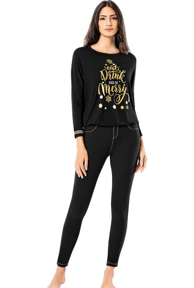 Şahinler Kadın Siyah Baskılı Bayan Takım MBP24305-1