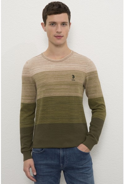 U.S. Polo Assn. Erkek Yeşil Triko Kazak 50223891-VR027 U.S. Polo Assn. Erkek Yeşil Triko Kazak 50223891-VR027