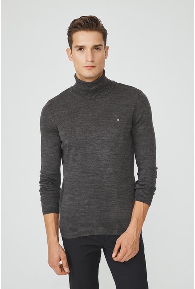 Avva Erkek Antrasit Balıkçı Yaka Düz Kazak E005002