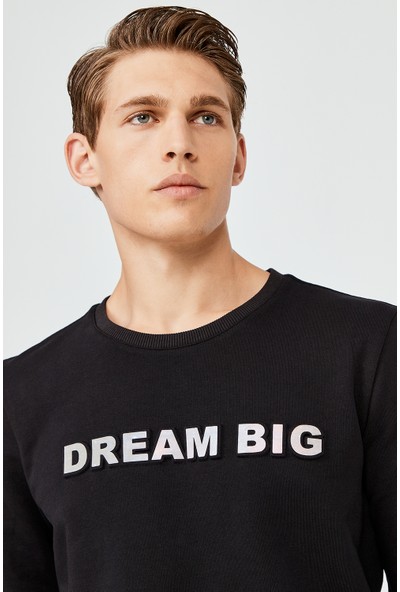 Avva Erkek Siyah Bisiklet Yaka Gofre Baskılı Sweatshirt A02Y1021 Avva Erkek Siyah Bisiklet Yaka Gofre Baskılı Sweatshirt A02Y1021