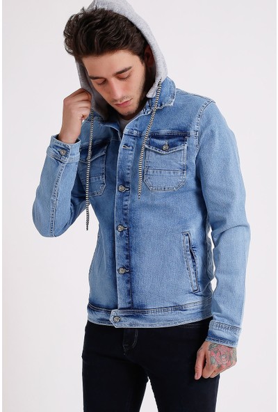 LTC Jeans Erkek Çıkarılabilir Kapüşonlu Buz Mavisi Random Yıkamalı Kot Ceket LTC Jeans Erkek Çıkarılabilir Kapüşonlu Buz Mavisi Random Yıkamalı Kot Ceket