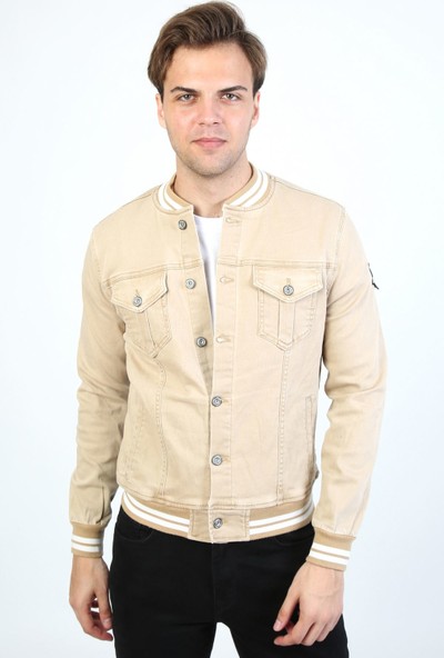 LTC Jeans Hakim Yaka Ribanalı Bej Erkek Kot Ceket
